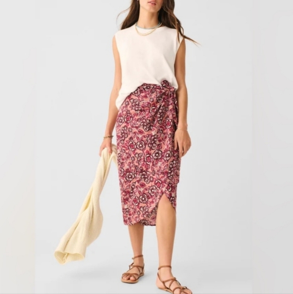 Faherty | Skirts | Faherty Pacifica Linen Wrap Skirt In Rose Desert ...